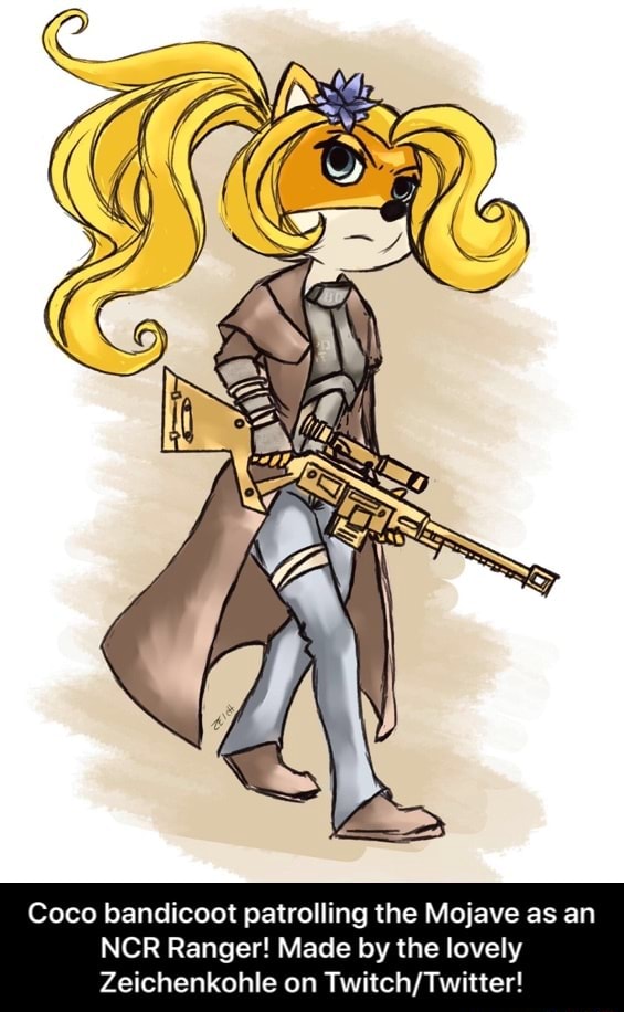 Coco bandicoot patrolling the Mojave as an NCR Ranger! Made by the ...