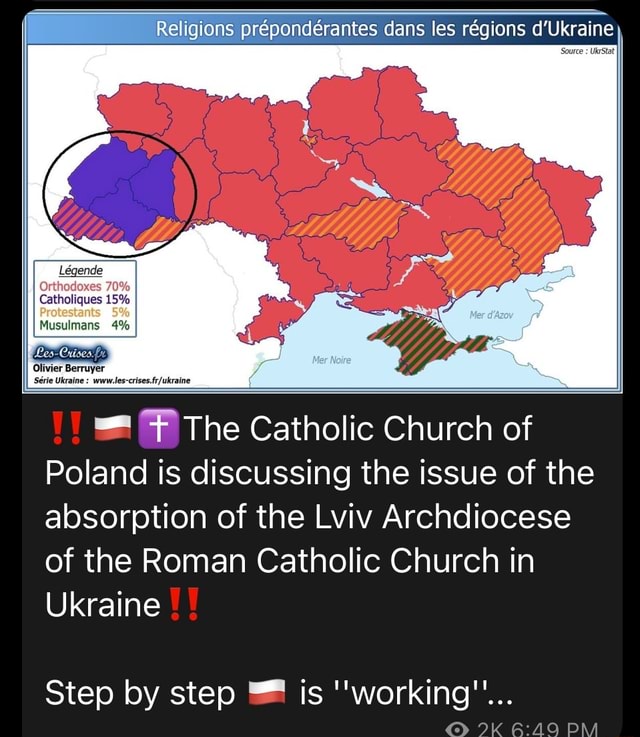 Religions preponderantes dans les regions d'Ukraine The Catholic Church ...
