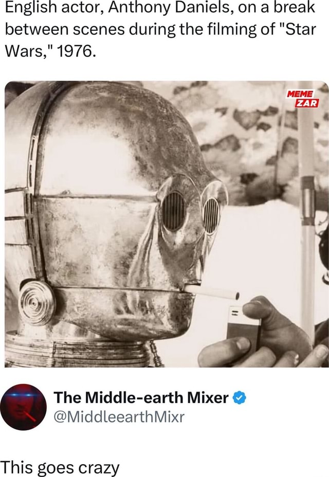 English actor, Anthony Daniels, on a break between scenes during the ...