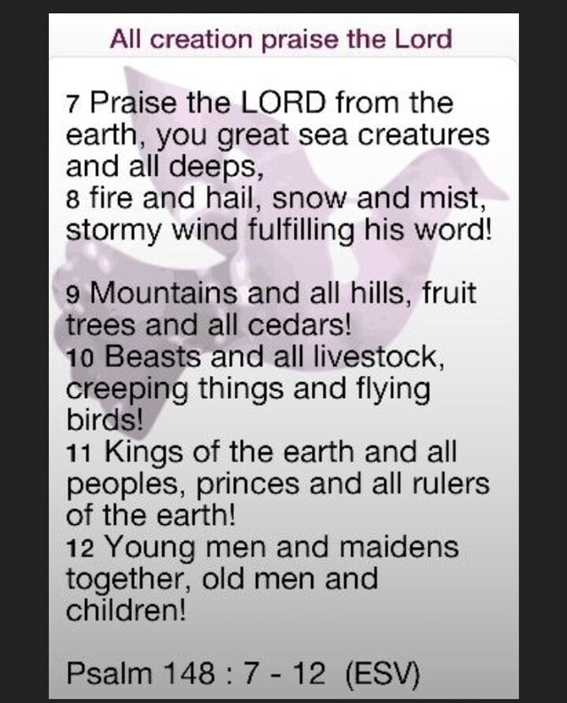 All creation praise the Lord 7 Praise the LORD from the earth, you ...