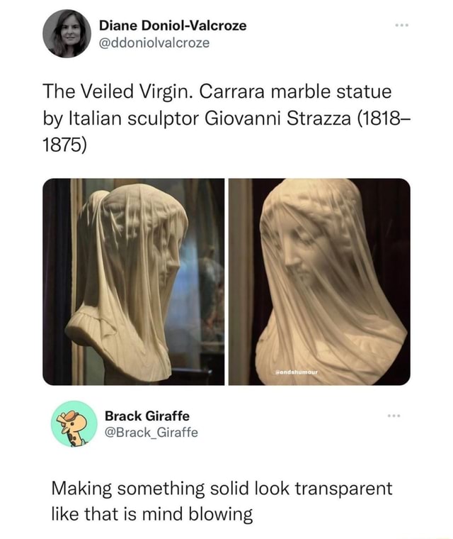 The Veiled Virgin. Carrara marble statue by Italian sculptor Giovanni ...