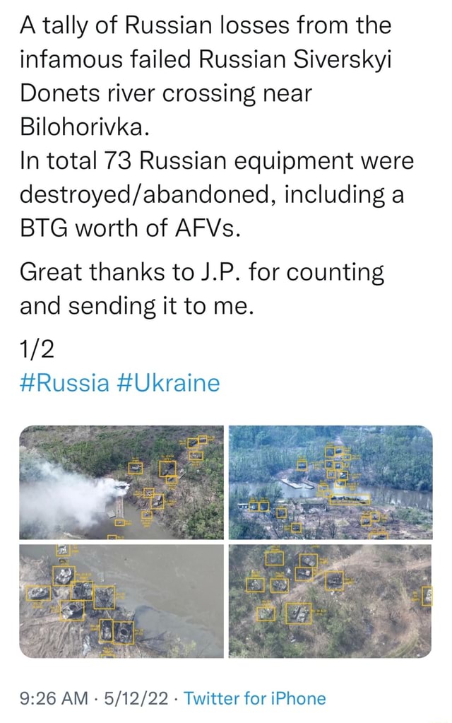 A tally of Russian losses from the infamous failed Russian Siverskyi ...