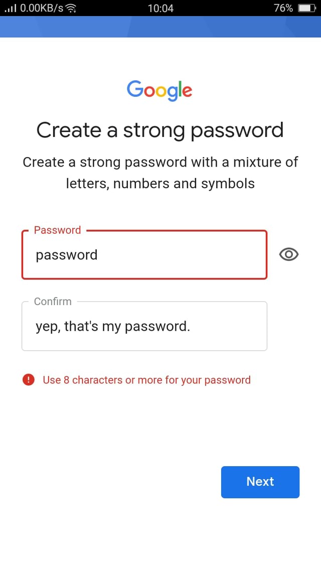 Create a strong password Create a strong password with a mixture of ...