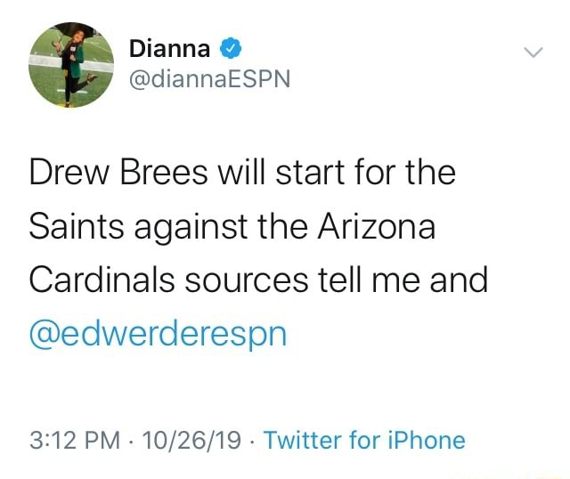 Drew Brees will start for the Saints against the Arizona Cardinals ...