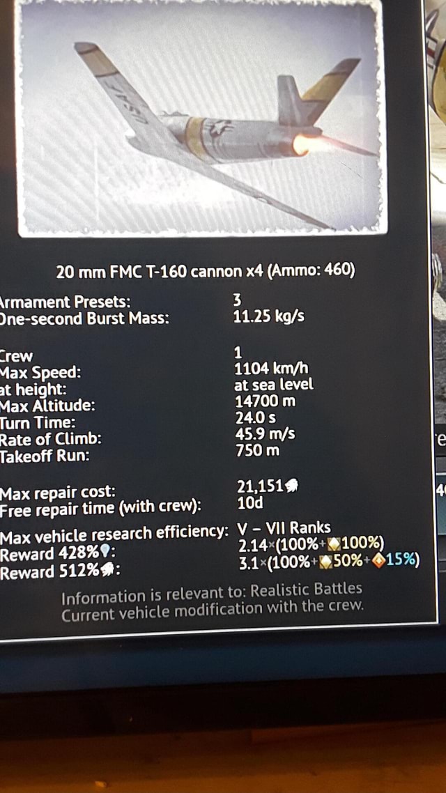 ET 20 mm FMC T-160 cannon (Ammo: 460) Armament Presets: Yne-second ...