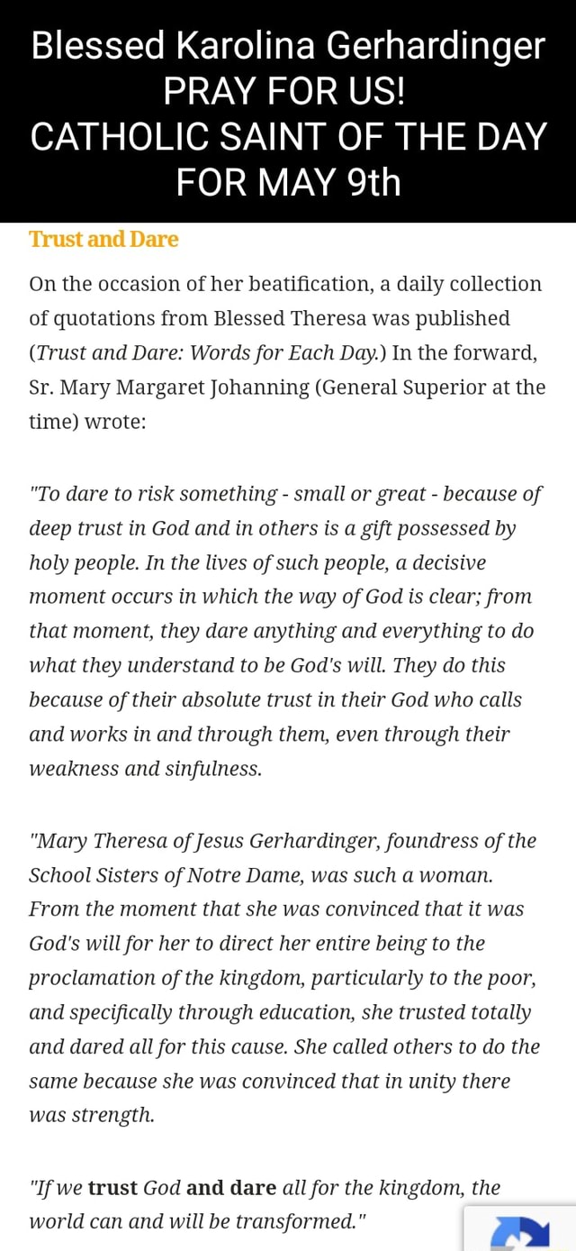 Blessed Karolina Gerhardinger PRAY FOR US! CATHOLIC SAINT OF THE DAY ...