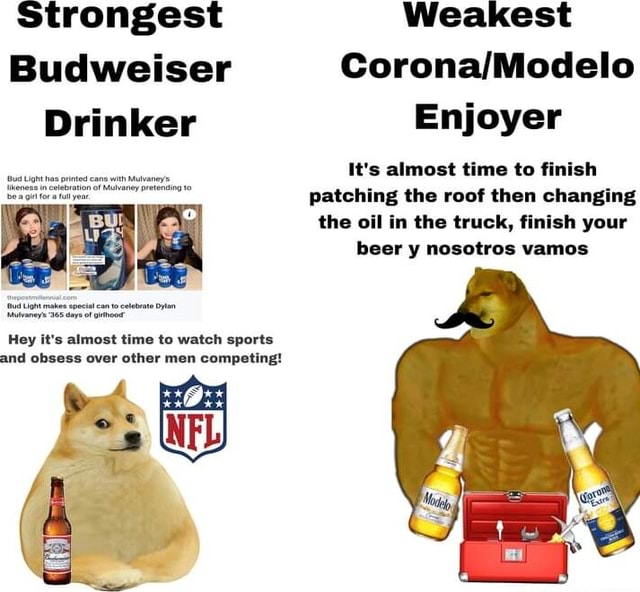 Strongest Weakest Budweiser Drinker Enjoyer It's almost time to finish ...