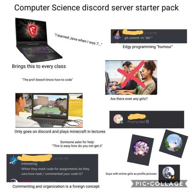 Computer Science discord server starter pack PIC'COLLAGE Commenting and ...
