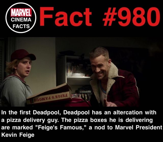 “L In the first Deadpool, Deadpool has an altercation with a pizza ...