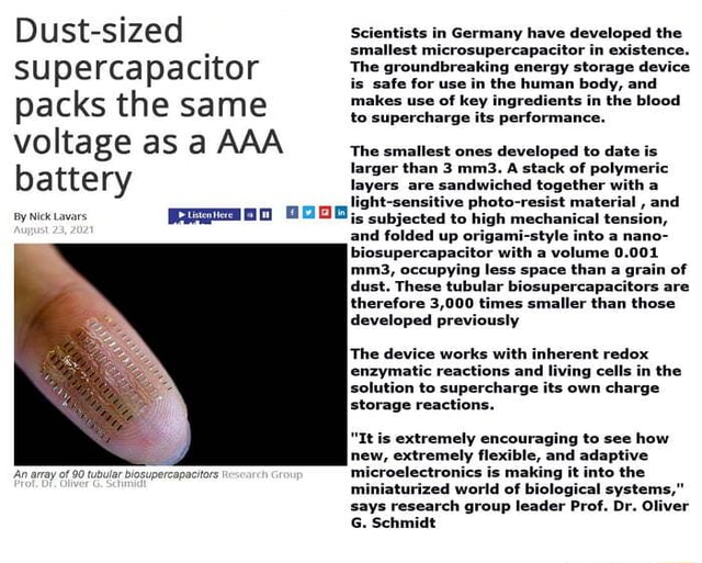 Dust-sized supercapacitor packs the same voltage as a AAA battery By ...