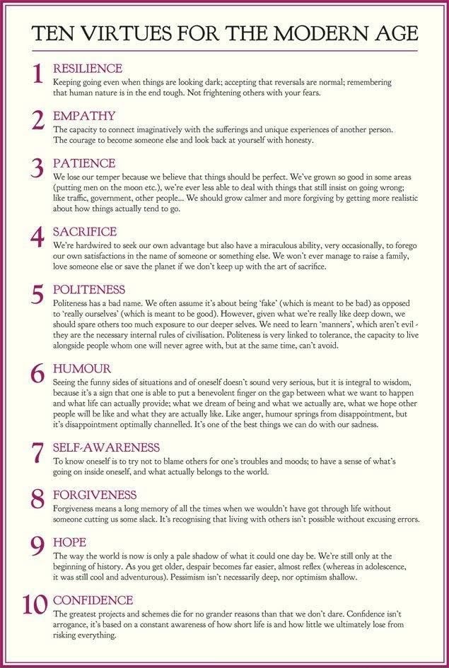 TEN VIRTUES FOR THE MODERN AGE RESILIENCE 'Keeping going even when ...