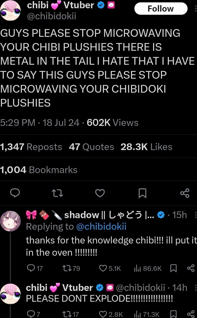 Chibi Vtuber @chibidokii Eollow GUYS PLEASE STOP MICROWAVING YOUR CHIBI ...