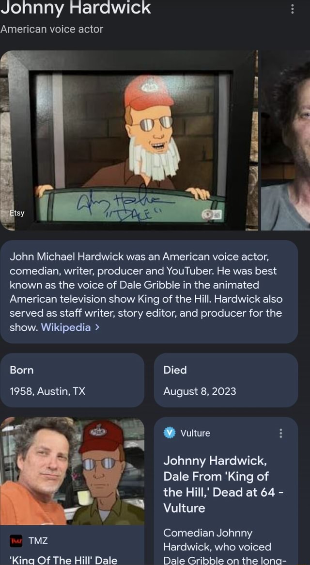Jonnny Harawick American voice actor John Michael Hardwick was an ...