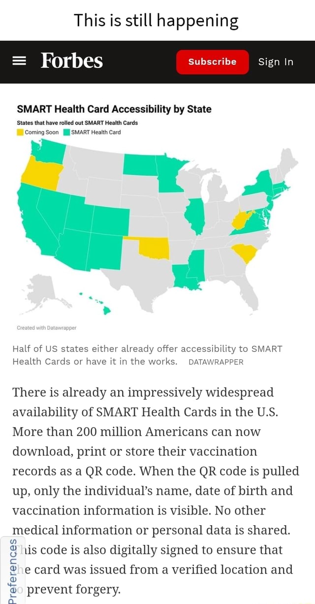 This is still happening Forbes Subscribe Sign In SMART Health Card ...
