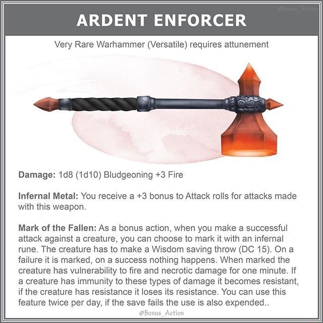 ARDENT ENFORCER Very Rare Warhammer (Versatile) requires attunement ...