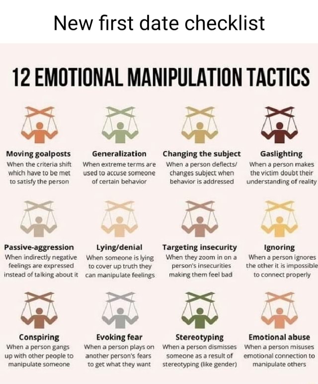 New first date checklist 12 EMOTIONAL MANIPULATION TACTICS Moving ...