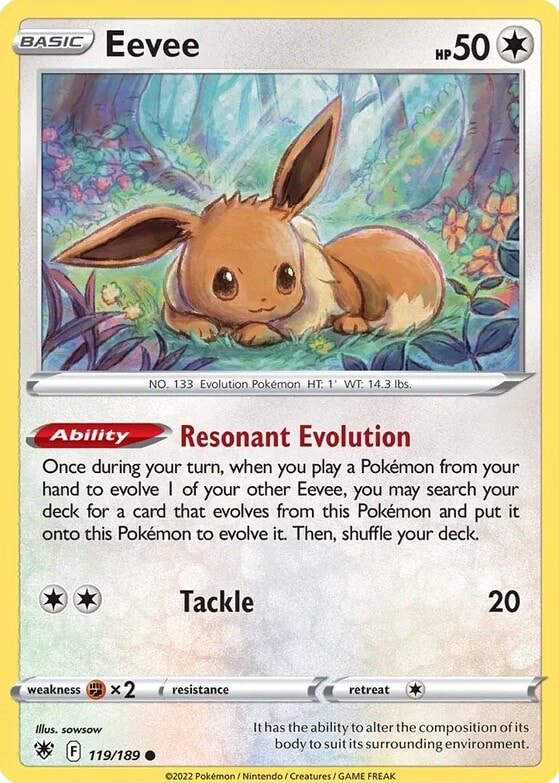 Sic) Eevee 50 NO. .133. Evolution Pokemon. HT. WT 14.3 Ibs. Resonant ...