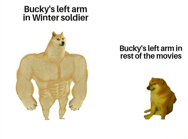Bucky's left arm in Winter soldier Bucky's left arm in rest of the ...