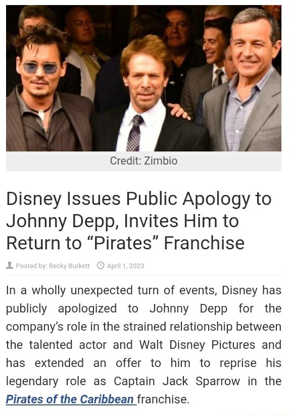 Credit: Zimbio Disney Issues Public Apology to Johnny Depp, Invites Him ...