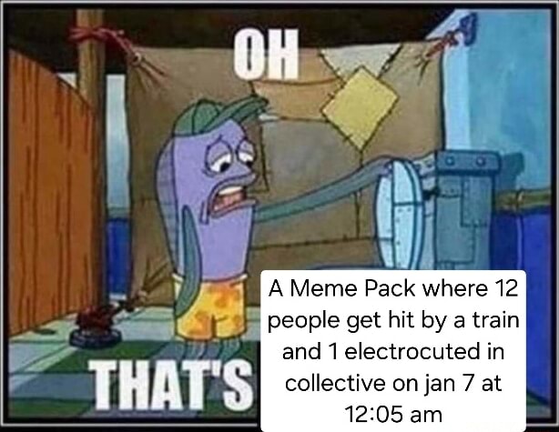 A Meme Pack where 12 people get hit by a train and 1 electrocuted in ...