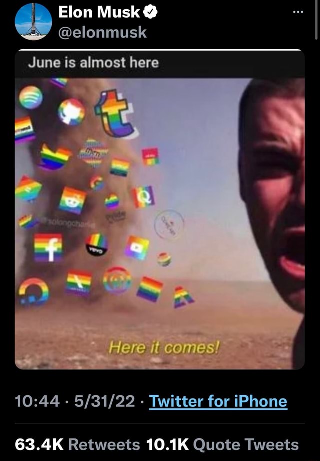 Elon Musk @ @elonmusk June is almost here - - Twitter for iPhone 63.4K ...