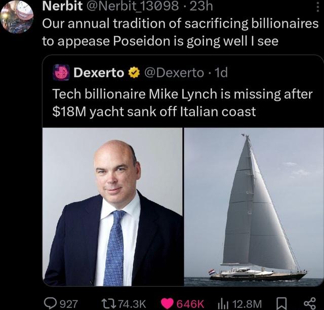 Nerbit @Nerbit 13098 Our annual tradition of sacrificing billionaires ...