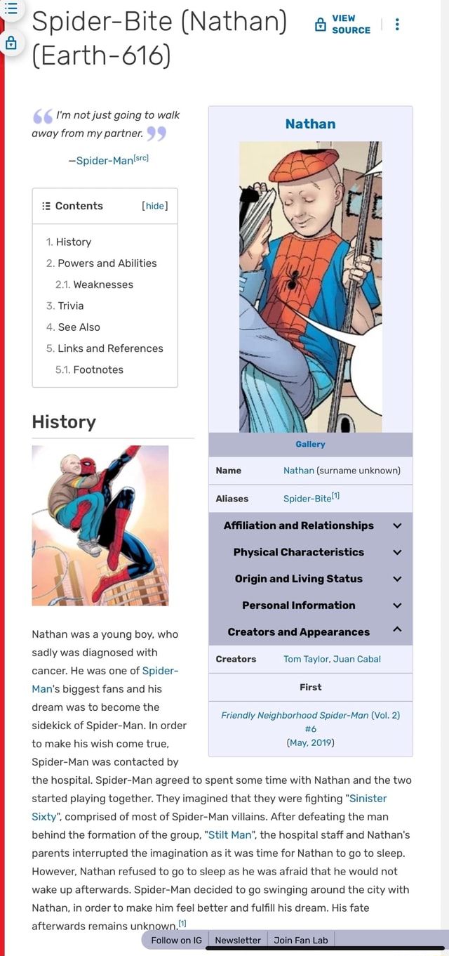 Spider-Bite (Nathan) : (Earth-616) I'm not just going to walk Nathan 66 ...