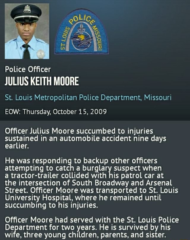 Police Officer JULIUS KEITH MOORE St. Louis Metropolitan Police ...