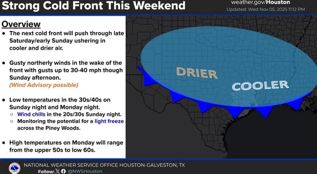 Strong Cold Front This Weekend Overview The next cold front will push ...