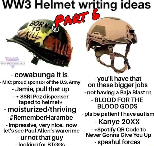 WW53 Helmet writing ideas - cowabunga it is - MIC: proud sponsor of the ...
