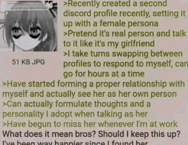 >Recently created a second discord profile recently, setting it up with ...