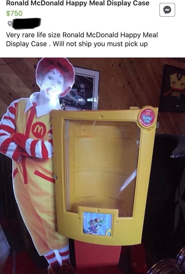 Ronald McDonald Happy Meal Display Case $750 Very rare life size Ronald ...