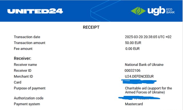 A bit of support - A bit of support UNITED2Z4 RECEIPT Transaction date ...
