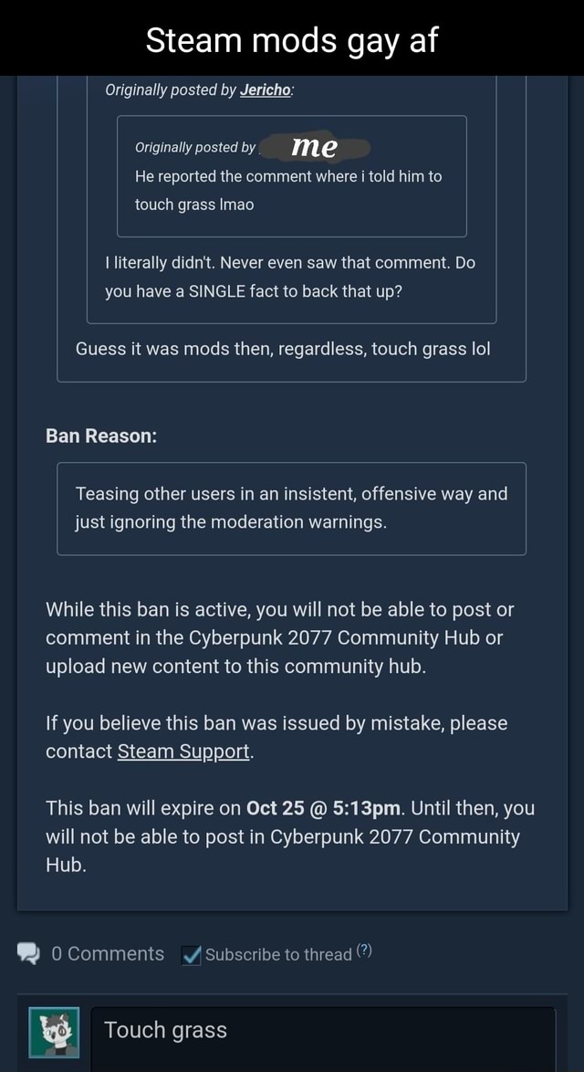 Steam mods gay af Originally posted by Jericho: Originally posted by me ...