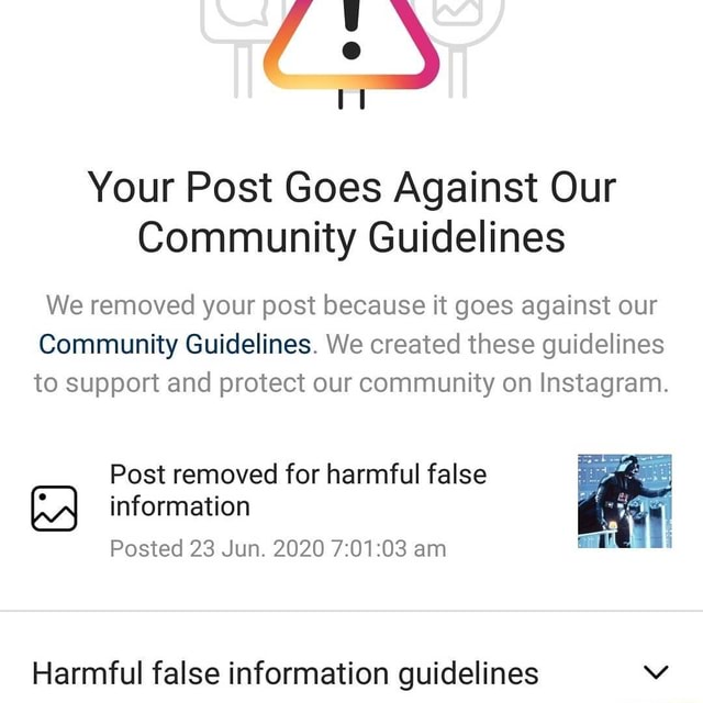 Your Post Goes Against Our Community Guidelines We removed your post ...