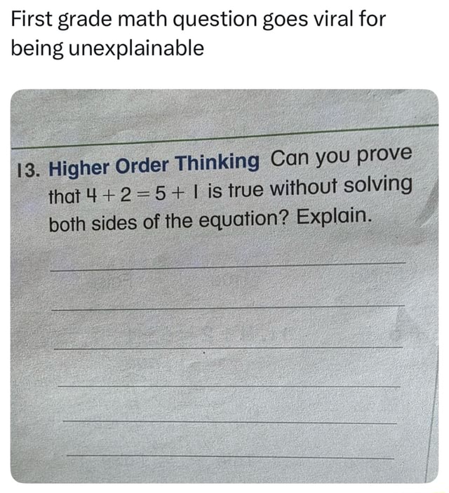 First grade math question goes viral for being unexplainable Higher ...