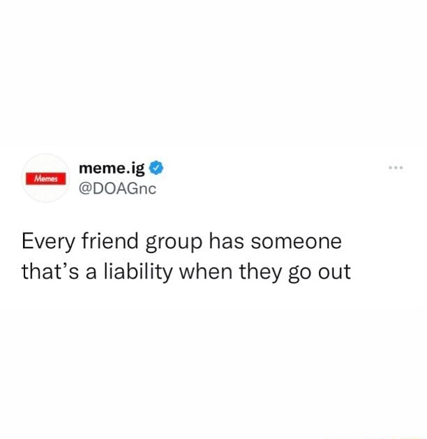 Meme.ig Every friend group has someone that's liability when they go ...
