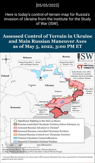 Here is today's control-of-terrain map for Russia's invasion of Ukraine ...