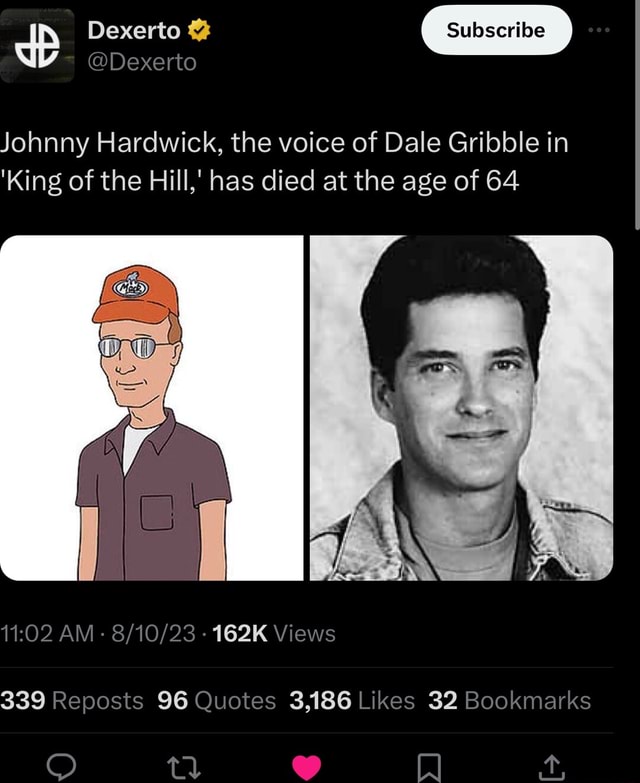 Johnny Hardwick, the voice of Dale Gribble in 'King of the Hill,' has ...