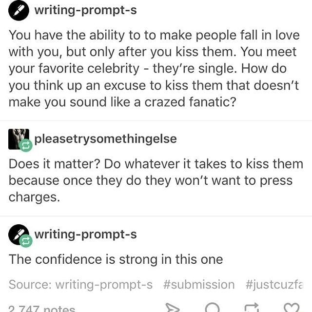 º writing-prompt-s You have the ability to to make people fall in love ...
