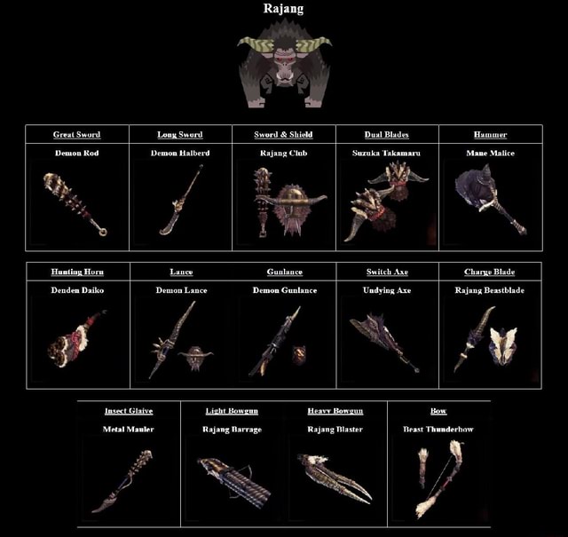 Great Sword Long Sword Sword & Shield Dual Blades Hammer Demon Rod ...