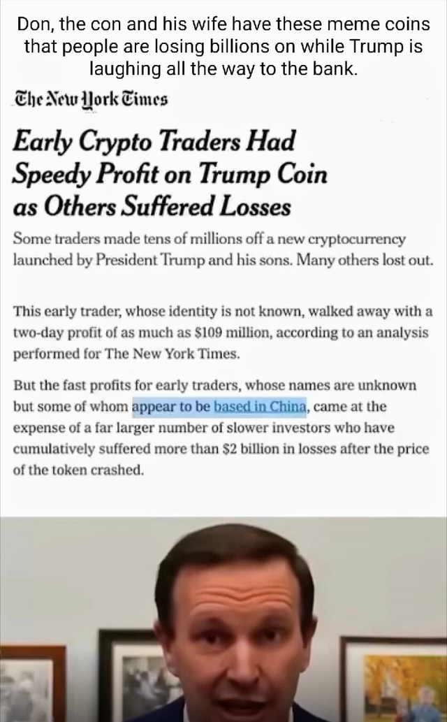 Don, the con and his wife have these meme coins that people are losing ...