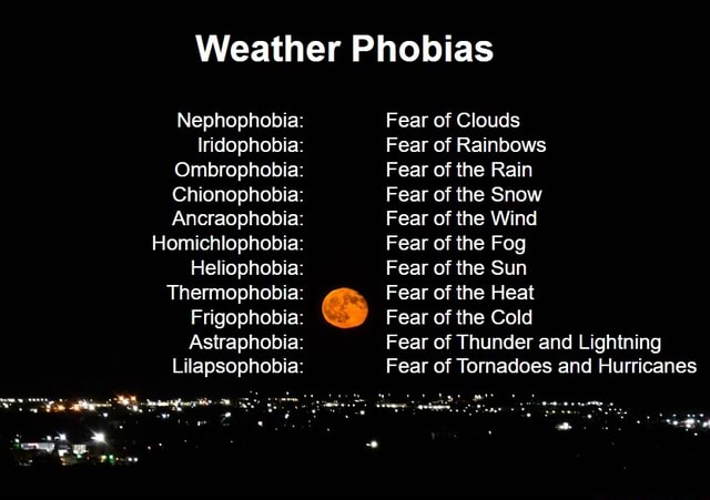 Weather Phobias Nephophobia: Fear of Clouds Iridophobia: Fear of ...