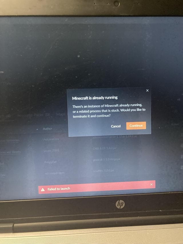 Minecraft is already running There's an instance of Minecraft already ...
