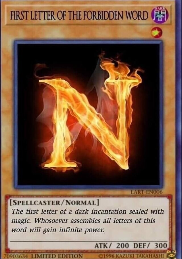 FIRST OF LETTER THE FORBIDDEN WORD PELLCASTER/ NORMAL I The first ...