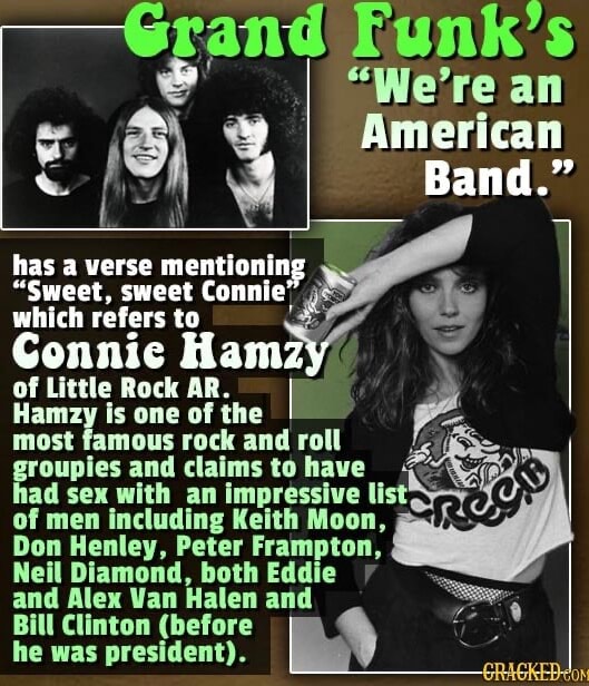 "We're an American Band." has a verse mentioning ng "Sweet, sweet ...