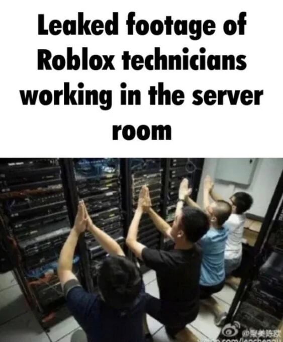Leaked footage of Roblox technicians working in the server room - iFunny