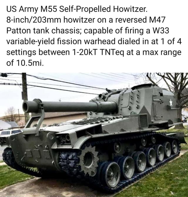 US Army M55 Self-Propelled Howitzer. 8-inch/203mm howitzer on a ...