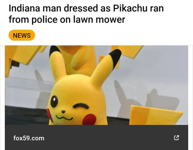Indiana man dressed as Pikachu ran from police on lawn mower NEWS es ...