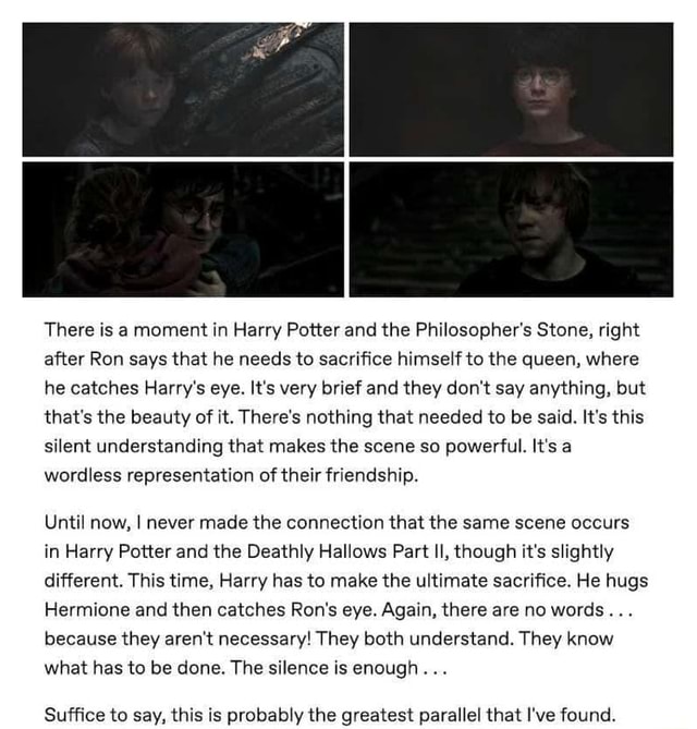 There is a moment in Harry Potter and the Philosopher's Stone, right ...